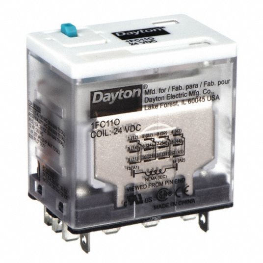 DAYTON, Socket Mounted, 24V DC, General Purpose Relay - 1FC11|1FC11 ...