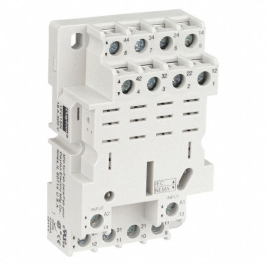 DAYTON, 16 A Rating, DIN-Rail & Surface Socket Mounting, Relay Socket ...