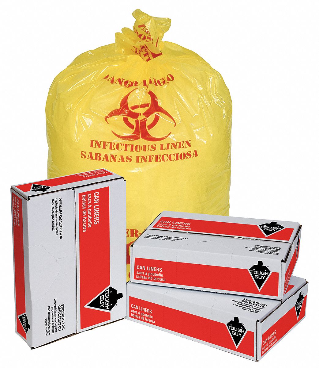 44 gal, HDPE, Yellow, Infectious Linen, PK 200 - Grainger