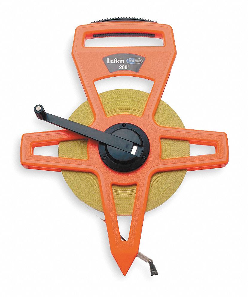 200 ft. Fiberglass Long Tape Measure, Orange/Black - Grainger