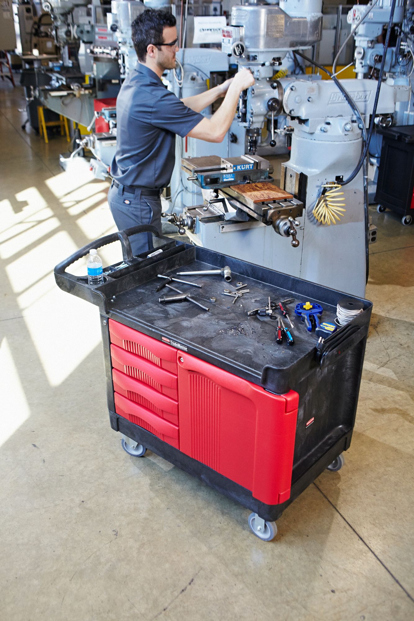 RUBBERMAID COMMERCIAL PRODUCTS Mobile Cabinet Workbench: 49 in Wd, 26 1 ...