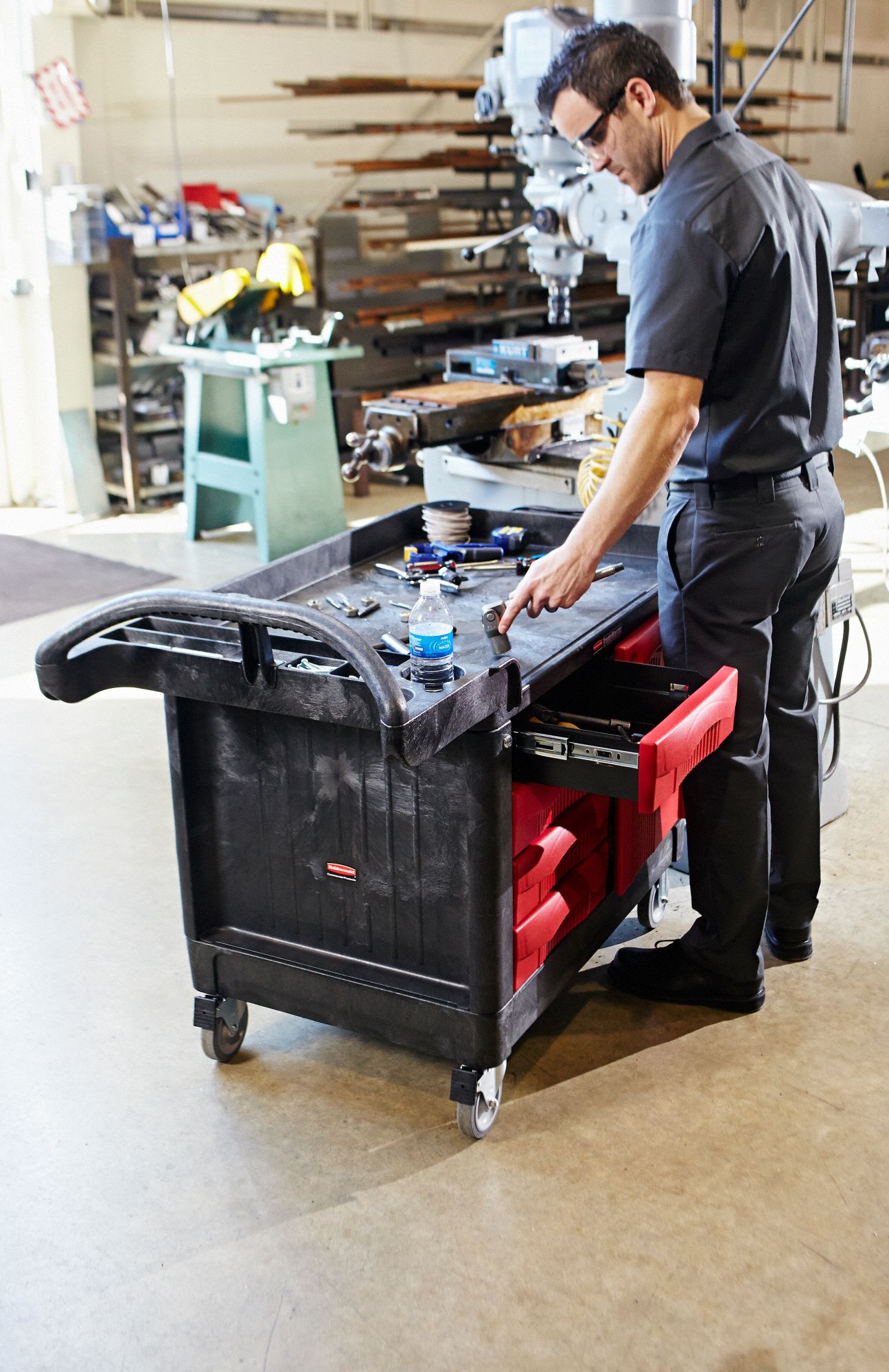 RUBBERMAID COMMERCIAL PRODUCTS Mobile Cabinet Workbench: 49 in Wd, 26 1 ...