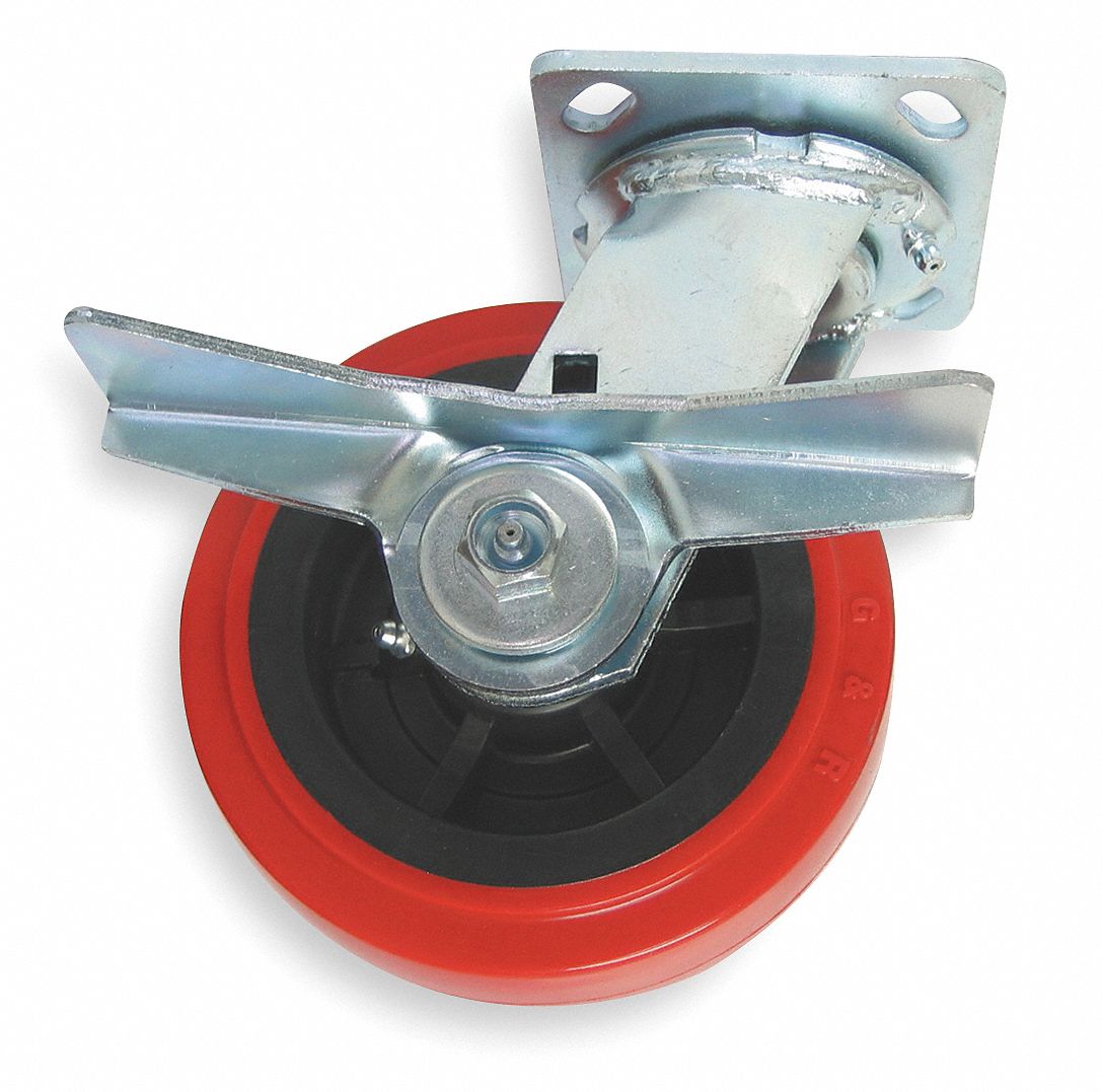 Plate Caster, Swivel, Polyurethane, 900 lb, 6 in Wheel Dia. - Grainger