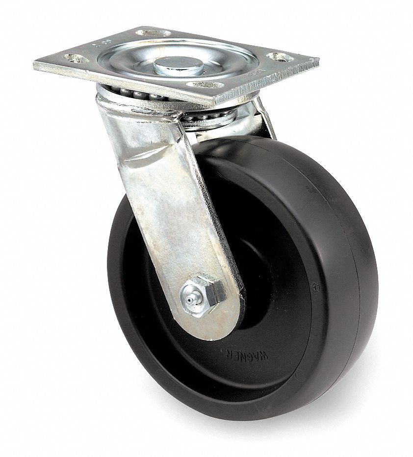 Plate Caster, Swivel, Polyolefin, 900 lb, 6 in Wheel Dia. - Grainger