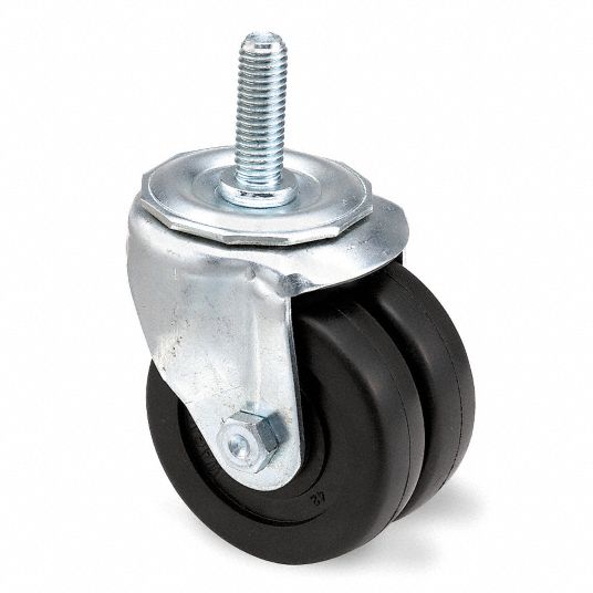 Dual Wheel Swivel Caster, 3 in Wheel Dia., 350 lb Load Rating - Grainger
