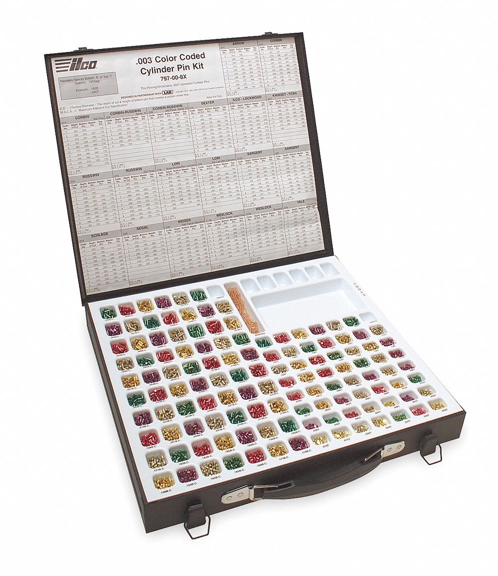 KABA ILCO, Stainless Steel, Commercial Color Pin Kit - 1GBA5|797-00-8X ...