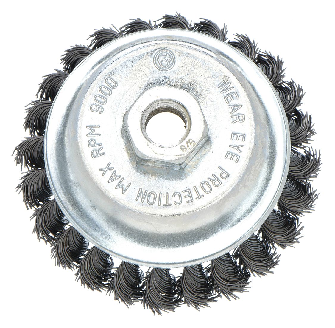 3 in Knotted Wire Cup Brush, Arbor Hole Mounting, 0.020 in Wire Dia. 3/ ...