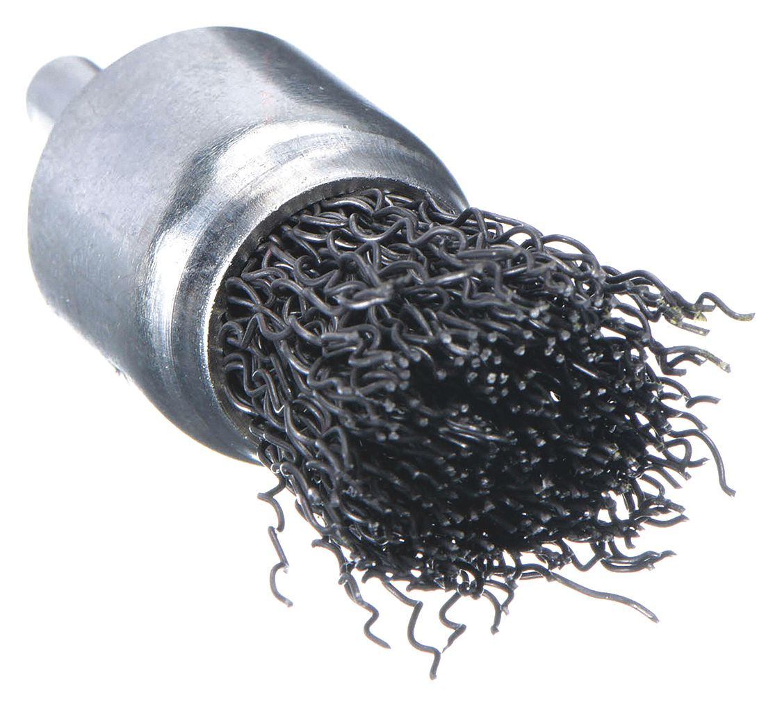 1 in Crimped Wire End Brush, 1/4 in Shank, 0.012 in Wire Dia., 1 in ...