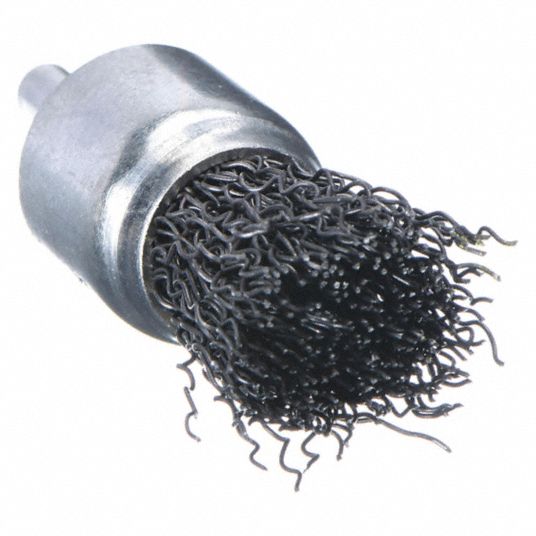 1 in Crimped Wire End Brush, 1/4 in Shank, 0.012 in Wire Dia., 1 in ...