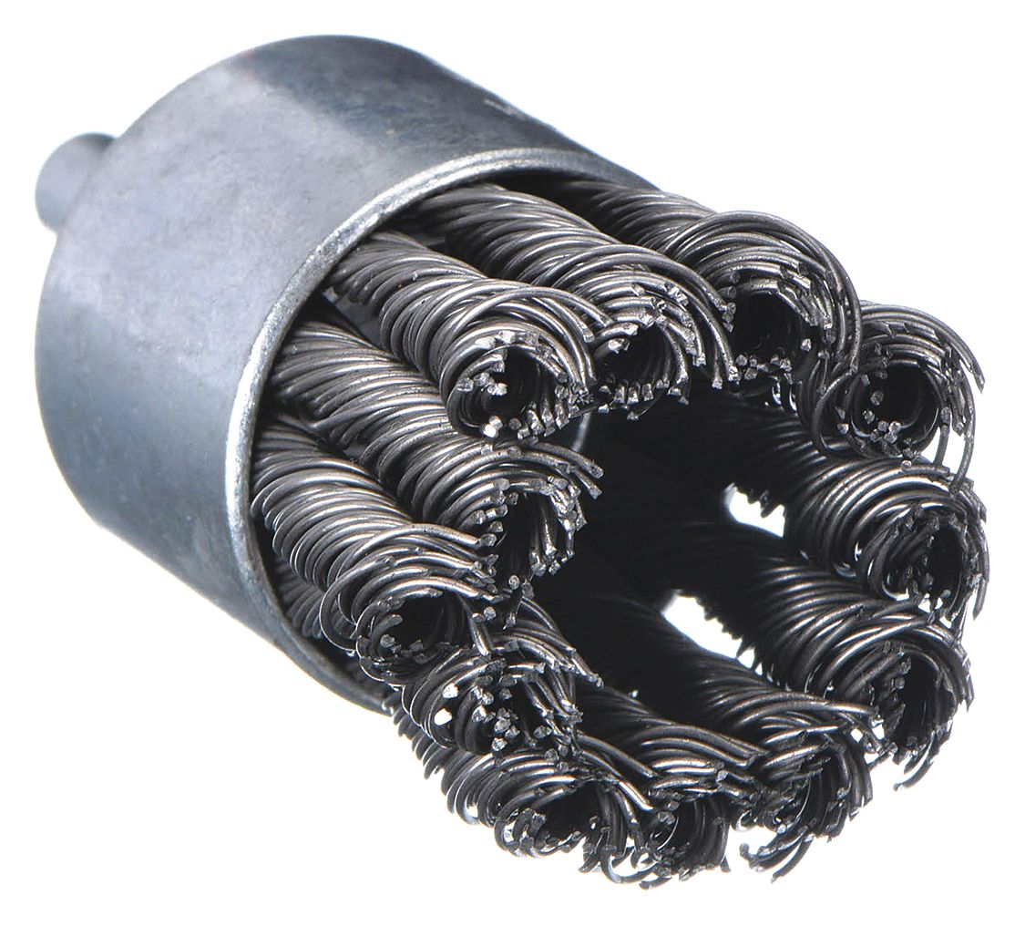3/4 in Knotted Wire End Brush, 1/4 in Shank, 0.020 in Wire Dia., 7/8 in ...