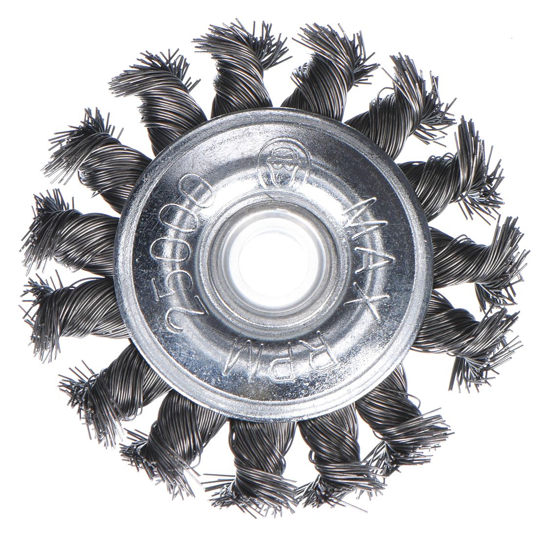 3 in Knotted Wire Wheel Brush, Arbor Hole Mounting, 0.014 in Wire Dia ...