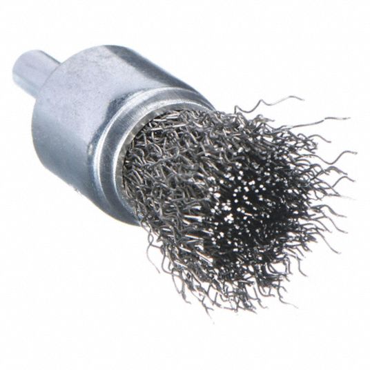 3/4 in Crimped Wire End Brush, 1/4 in Shank, 0.012 in Wire Dia., 7/8 in ...