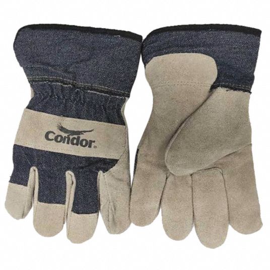 CONDOR Leather Gloves: XL ( 10 ), Std, Work Glove, Cowhide, Wing Thumb ...