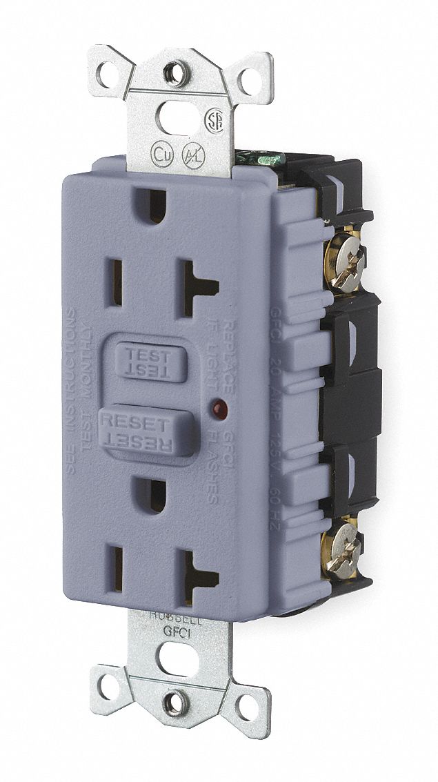 20A Commercial GFCI Receptacle, Gray; Tamper Resistant: No - Grainger