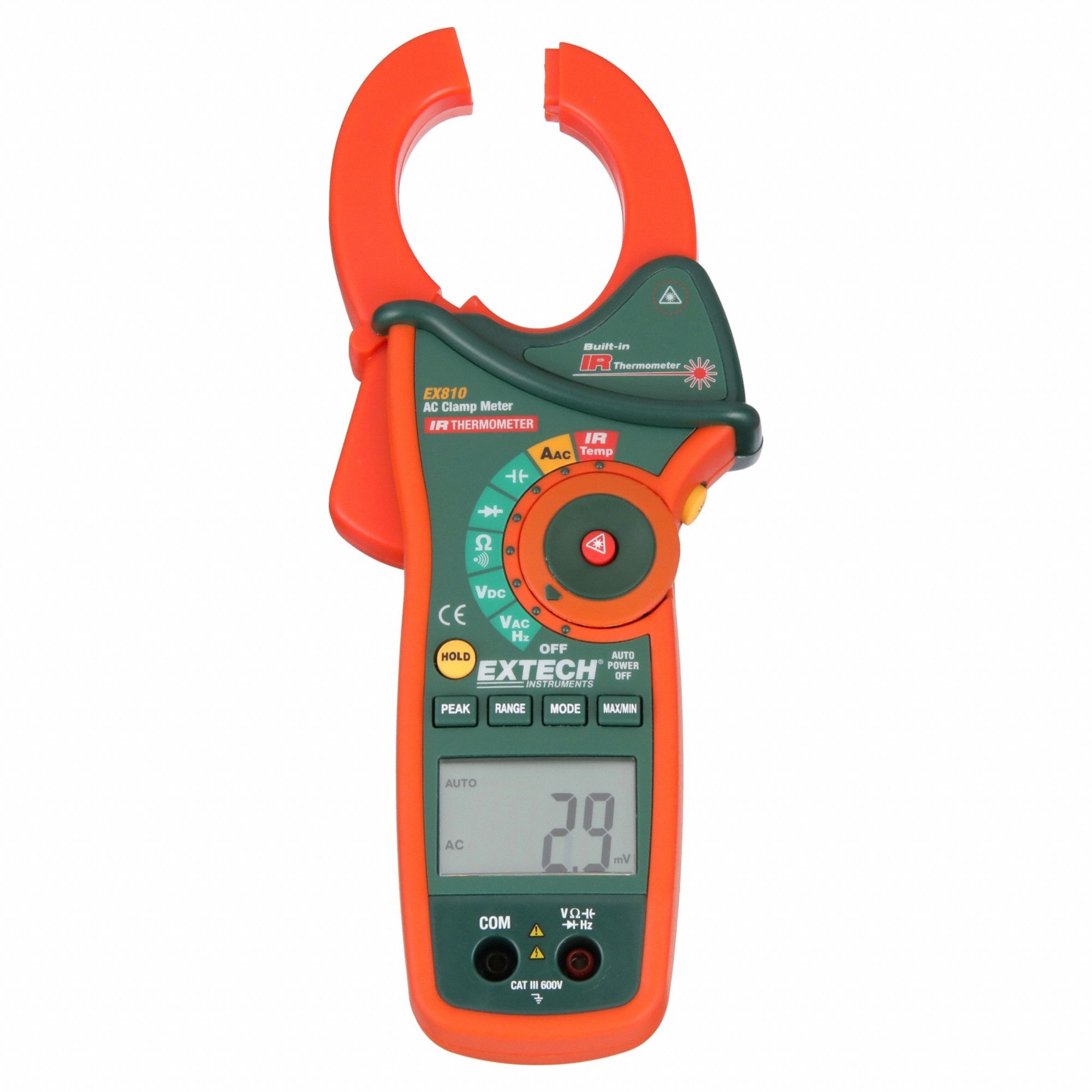 EXTECH, Clamp-Jaw Jaw, CAT III 600V, Digital Clamp Meter - 1GUH2|EX810 ...