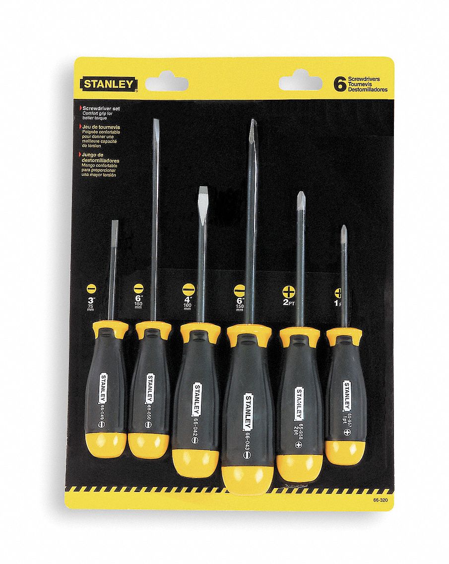 Cushion Grip Screwdriver Conbination Set, Number of Pieces 6 - Grainger