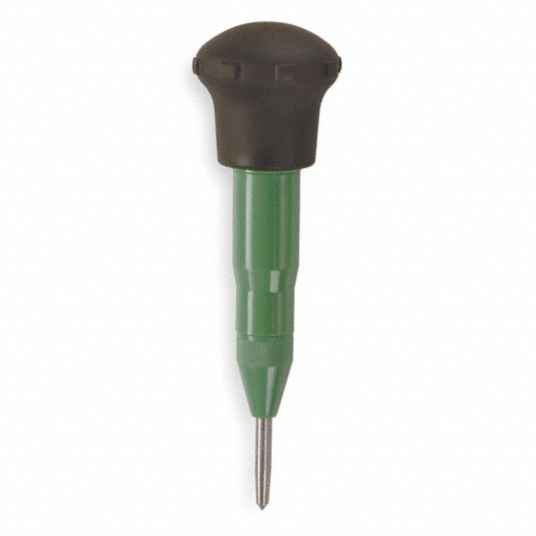 6 in Plastic/Steel Automatic Center Punch with Green Finish - Grainger