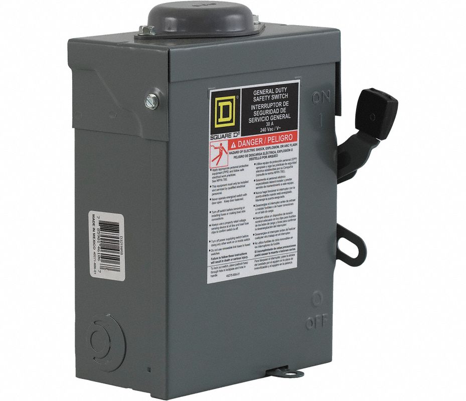 SQUARE D Interruptor de Seguridad , Tipo de Carcasa NEMA 3R , HP 7.5 HP ...