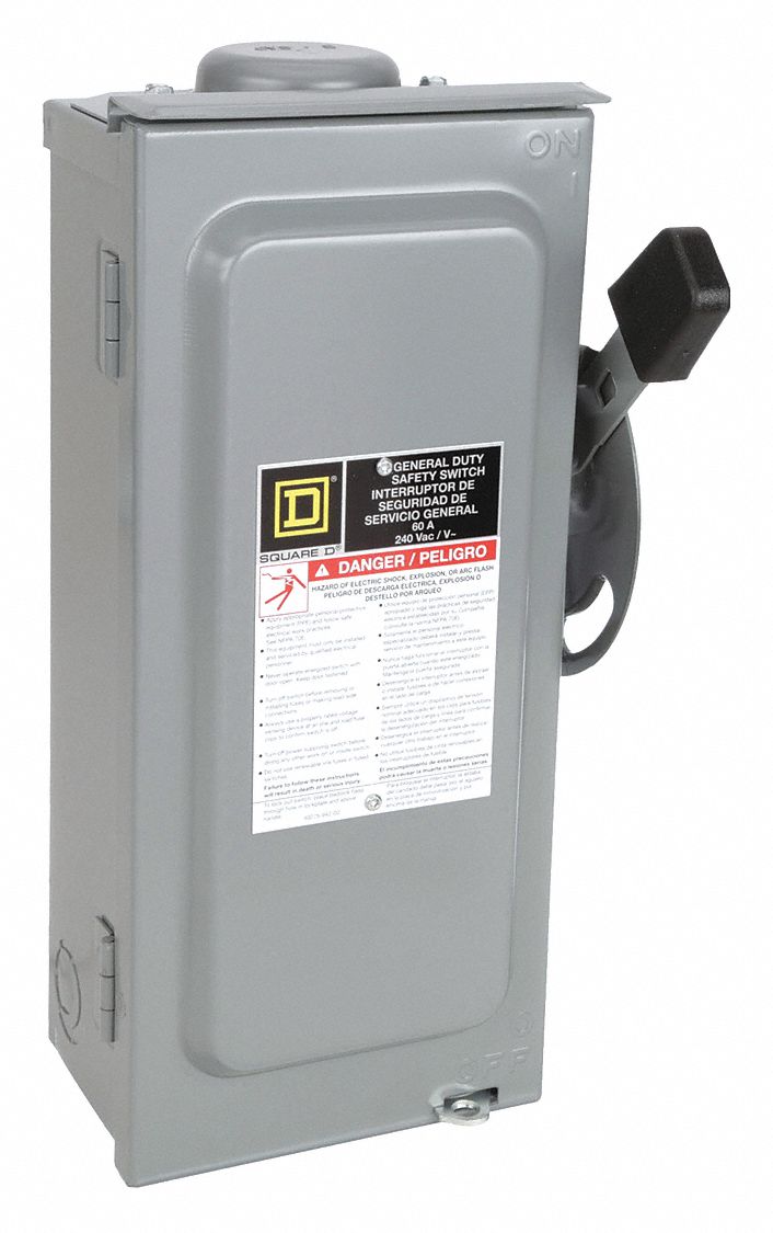 SQUARE D, Fusible, 60 A, Safety Switch - 1H255|D322NRB - Grainger
