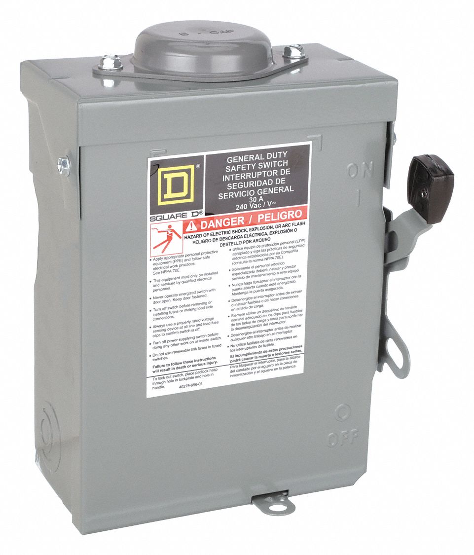 SQUARE D, Non-Fusible, 30 A, Safety Switch - 1H259|DU221RB - Grainger