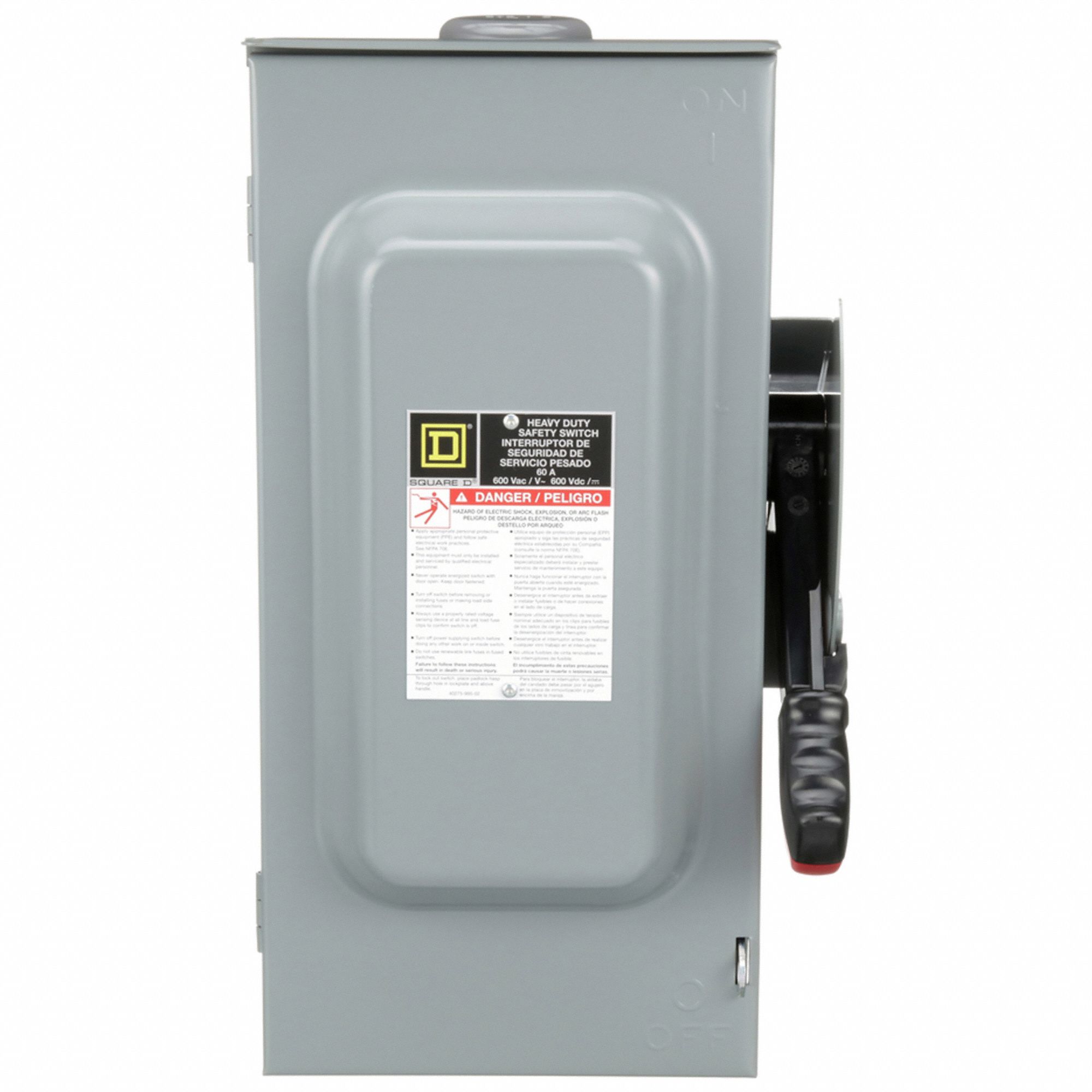 SQUARE D Interruptor de Seguridad, Tipo de Carcasa NEMA 3R, 60 Amperes ...
