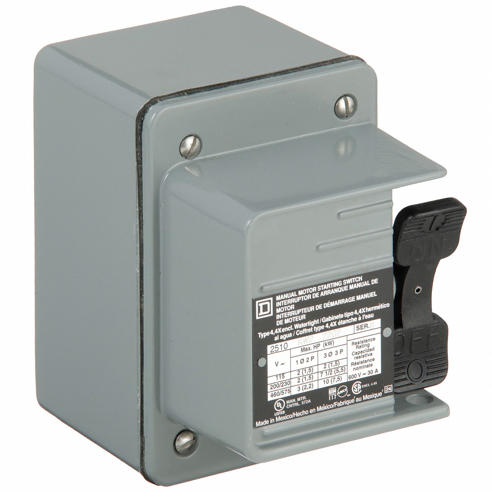 SQUARE D, 3 Poles, 30 A, Manual Motor Switch - 1H409|2510KW2 - Grainger