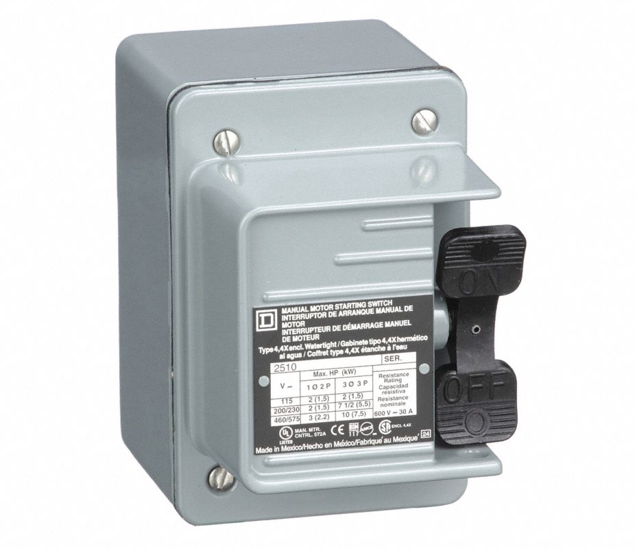 SQUARE D Interruptor de Motor Manual, 18 Amperes CA, Operador ...