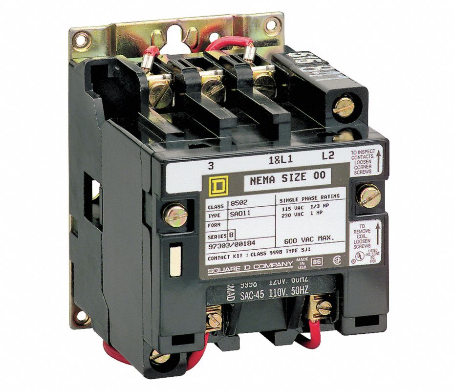 SQUARE D Contactor 120VCA, Polos: 2, Reversible: No, Amperaje de Carga ...