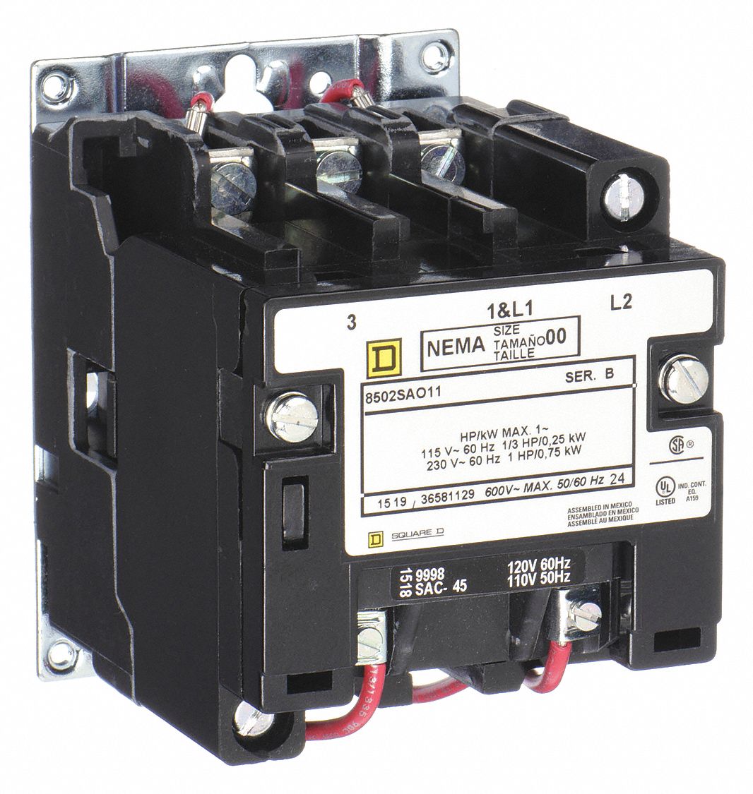 NEMA Magnetic Contactor,9A,120VAC,NEMA00 - Grainger