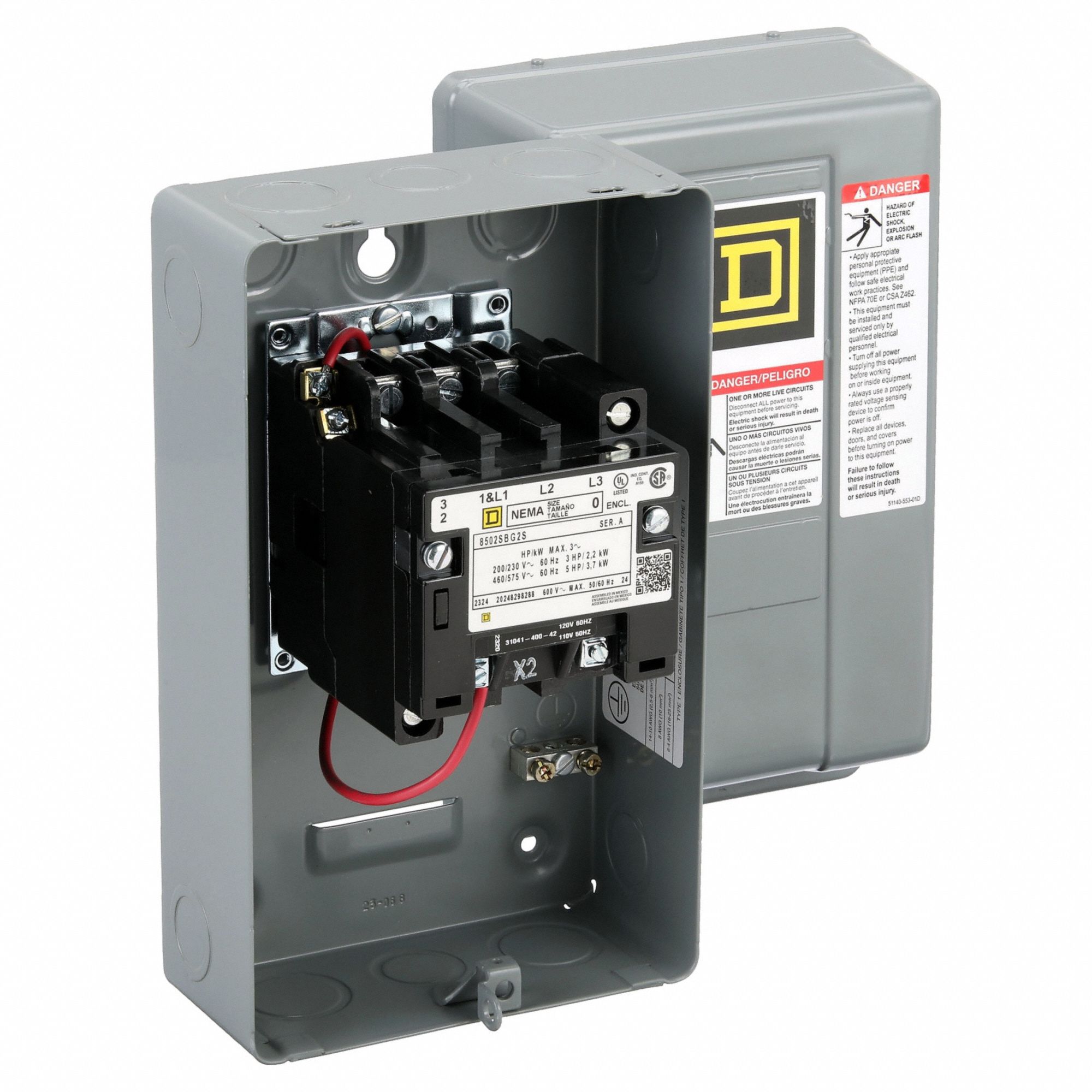 SQUARE D, Non-Reversing, 3 Poles, NEMA Magnetic Contactor - 1H454 ...