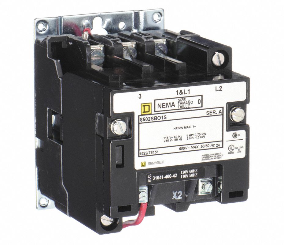SQUARE D Contactor 120VCA, Polos: 2, Reversible: No, Amperaje de Carga ...