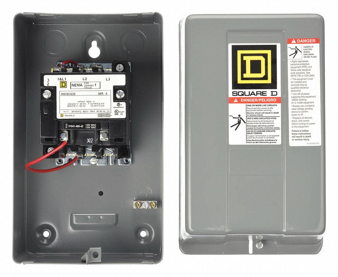 SQUARE D, Non-Reversing, 3 Poles, NEMA Magnetic Contactor - 1H457 ...