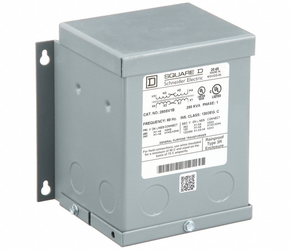 SQUARE D Transformador de Propósito General, 250VA Clasificación VA, 240/480 Voltaje de Entrada ...