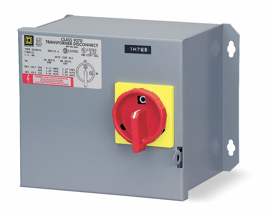 SQUARE D, 500 VA Power Rating, Single Phase, Transformer Disconnect ...