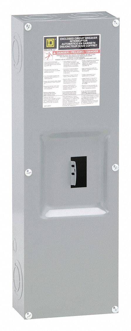 SQUARE D Circuit Breaker Enclosure: 2 Spaces, 200 A Amps, Surface ...