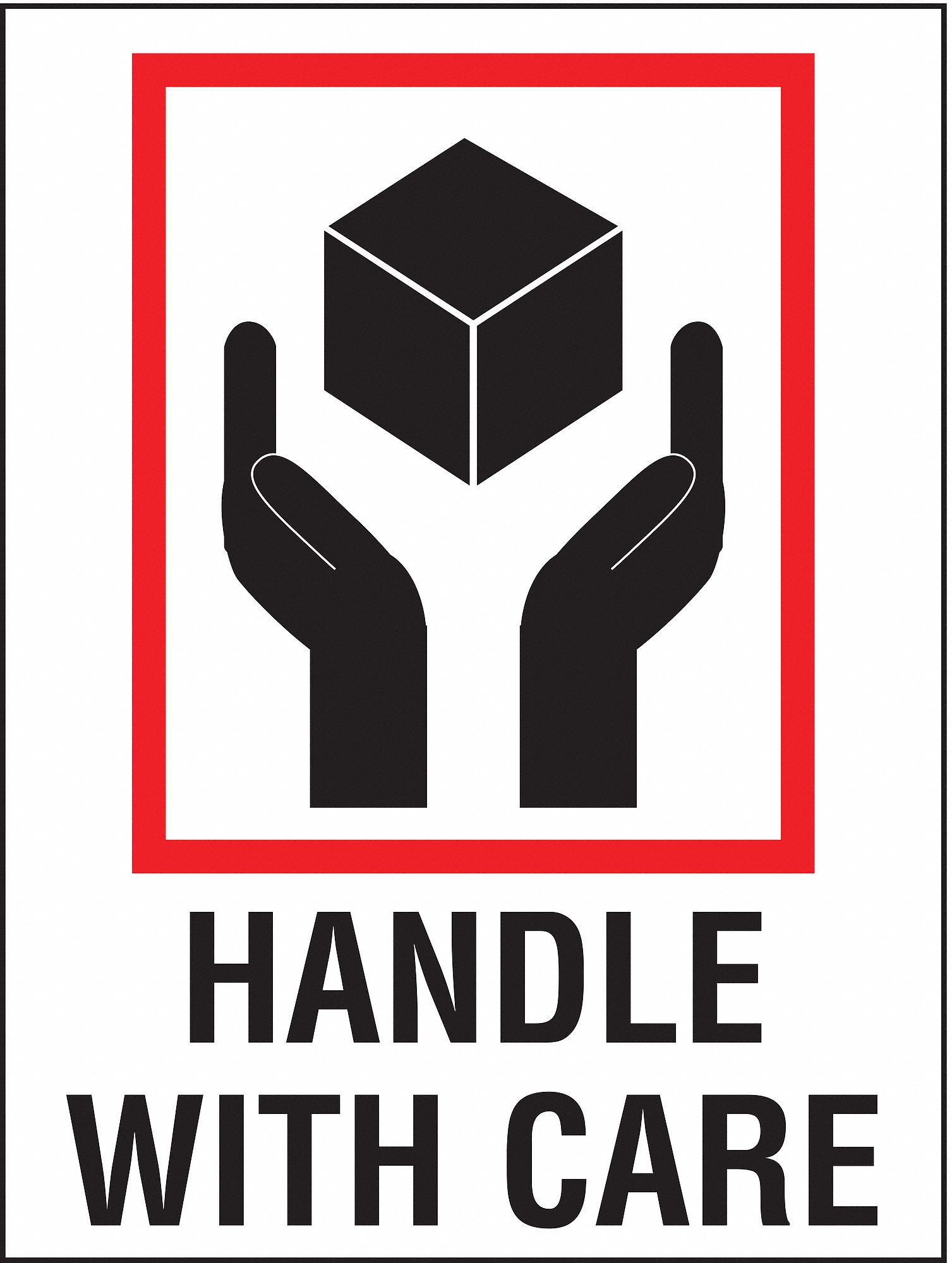 Handle with Care, 4 in x 3 in, Instructional Handling Label - 16U997 ...