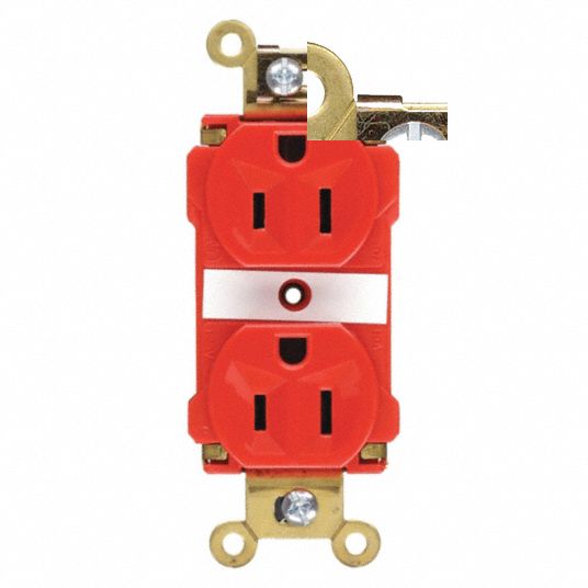 15, Heavy Use Hospital Grade, Receptacle, Red, No Tamper Resistant ...