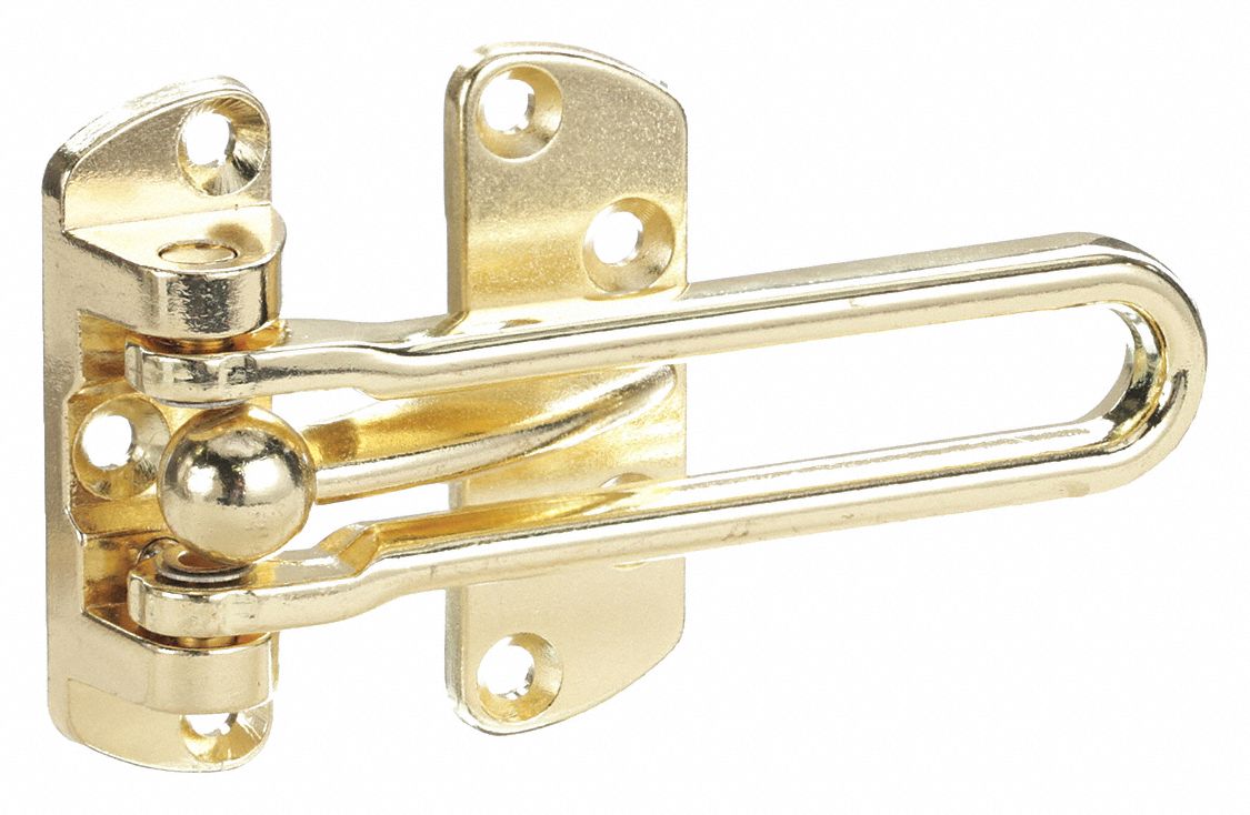 Swing Bar Door Guard, Brass, Hotel Door Latch - 1HEX1|1HEX1 - Grainger