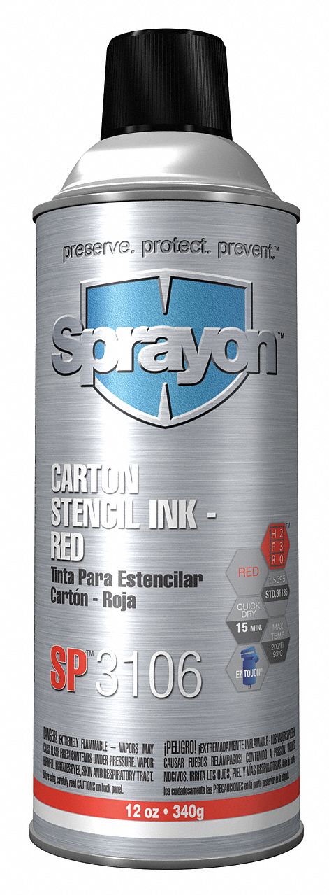 SPRAYON, Red, 12 oz Container Size, Stencil Ink - 1HGD8|S03106000 ...