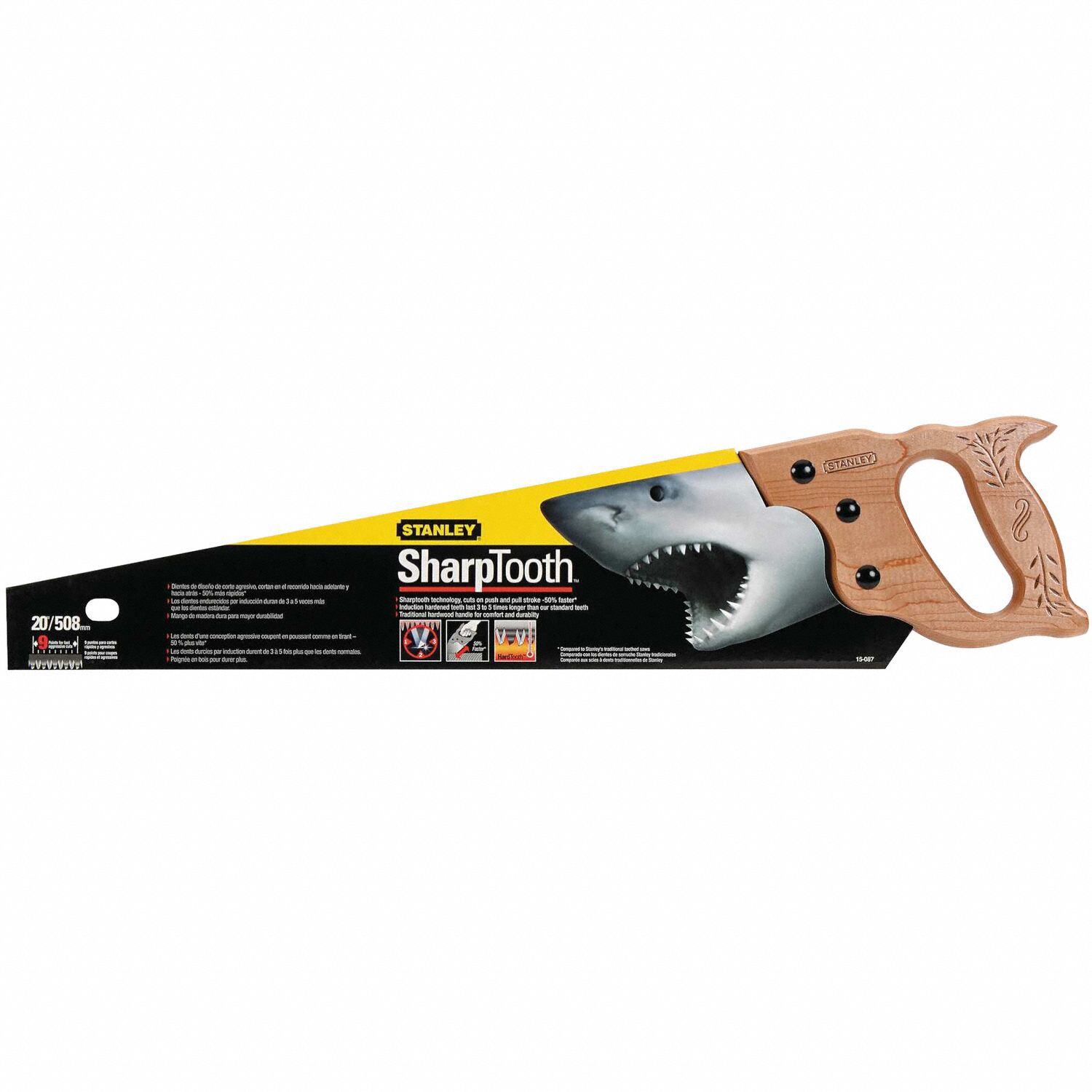 STANLEY Hand Saw: 20 in Blade Lg, Steel, 25 in Overall Lg, 8, Wood ...