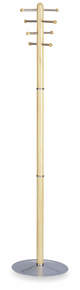Floor Stand Coat Rack, —, Wood - Grainger