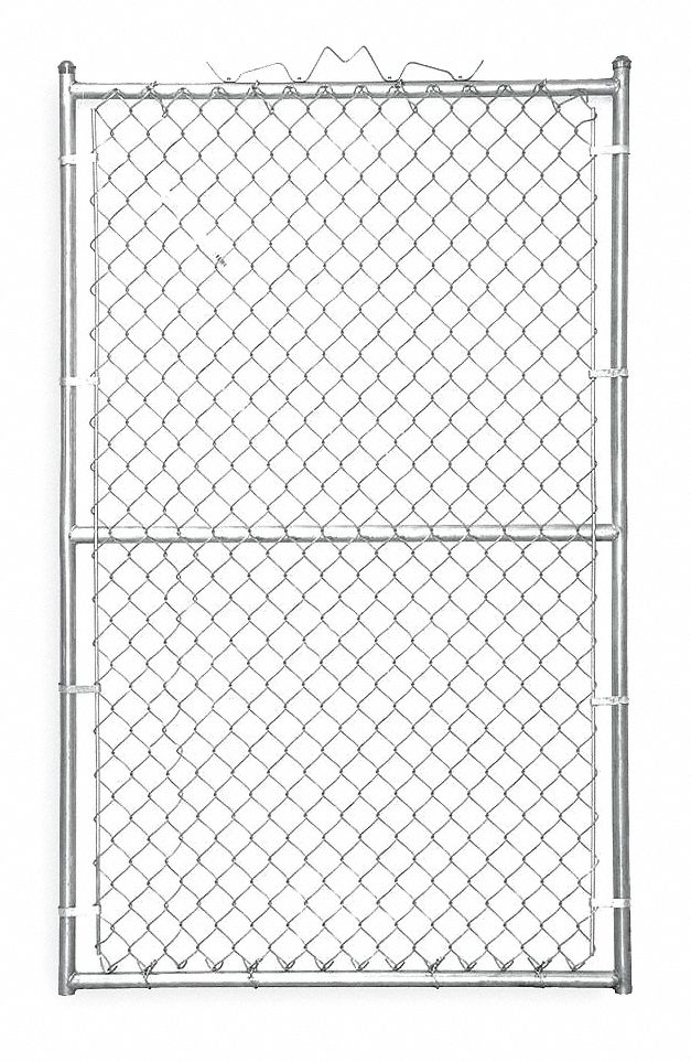 Chain Link Walk Gate, Galvanized, Mesh Size 2-3/8, Gauge 9, Width 48 ...