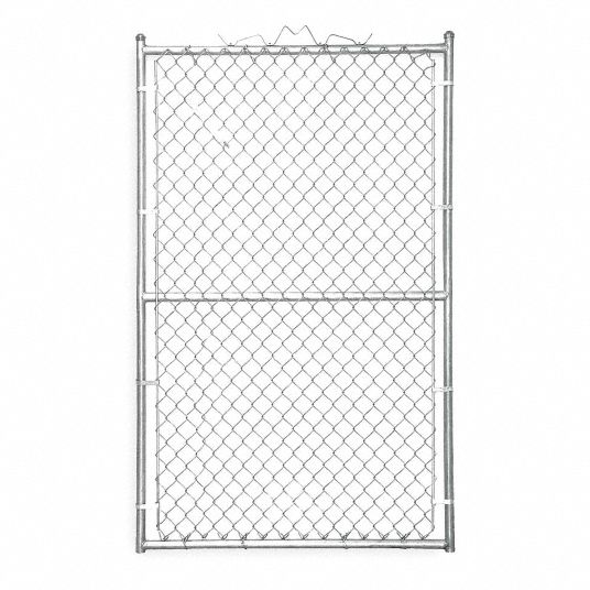 Chain Link Walk Gate, Galvanized, Mesh Size 2-3/8, Gauge 9, Width 48 ...