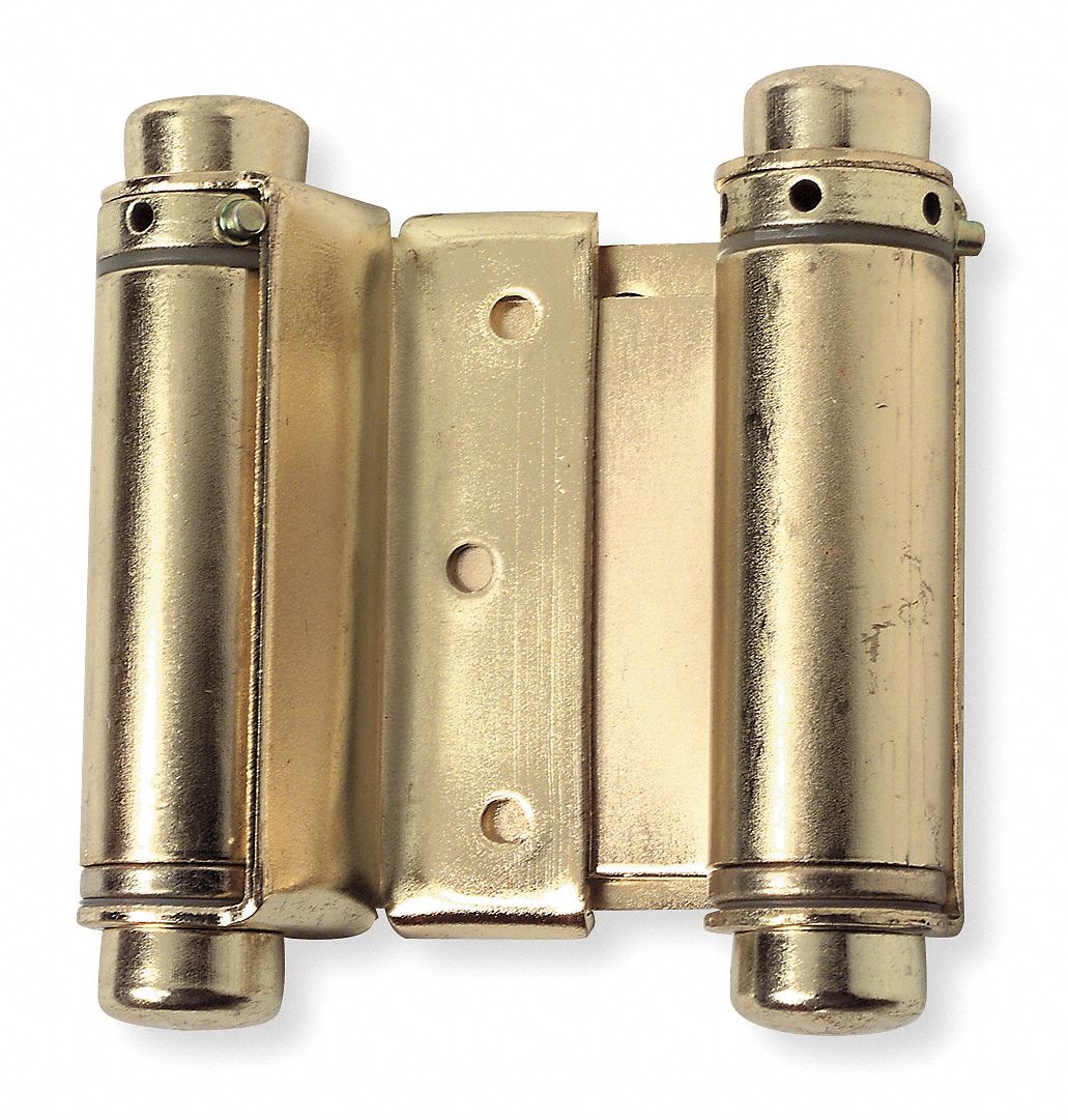 Spring Hinge, Bright Brass Finish, Square Corners - Grainger