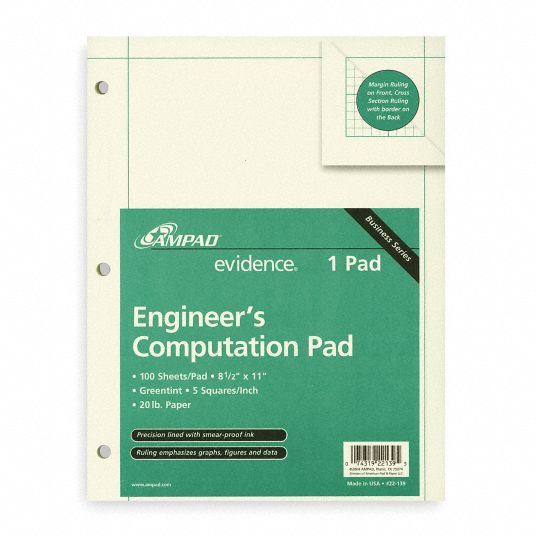 Computation Pad, 8 1/2 x 11 in - Grainger