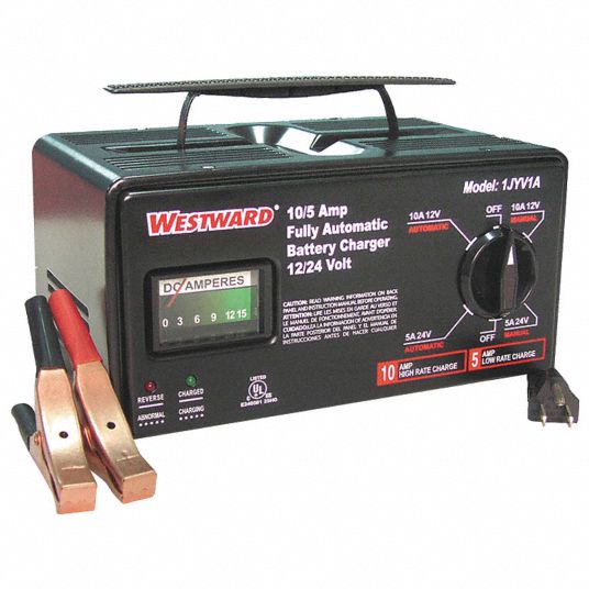 WESTWARD Battery Charger, Benchtop, Automatic, For Battery Voltage 12 ...