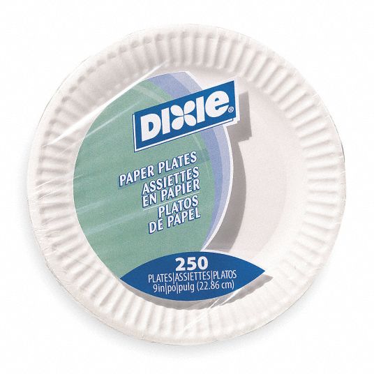 Luncheon Plate, Paper, 9 in, Round, White, PK 1000 - Grainger