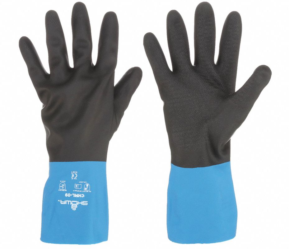 SHOWA Guantes Resistentes a Químicos Natural Rubber Latex/Neoprene Azul ...