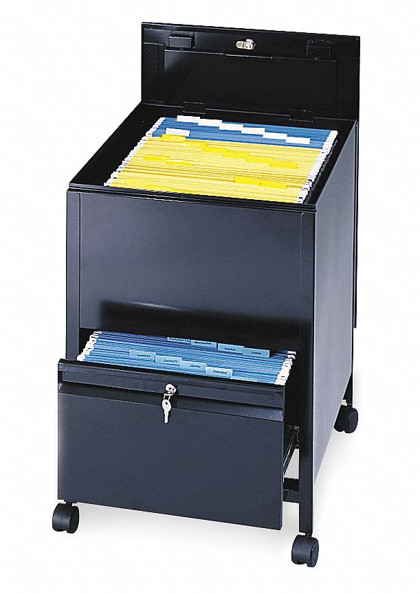 17 in x 26 in x 28 in Mobile File Holder, Black - Grainger