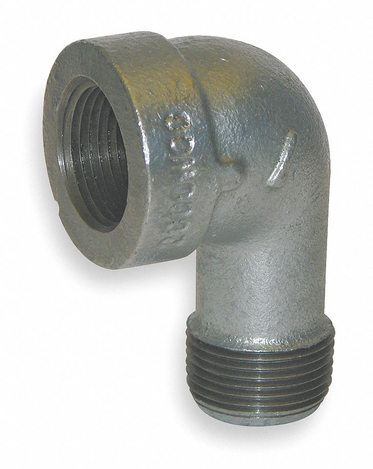 GRAINGER APPROVED Galvanized Malleable Iron Street Elbow, 90 Degrees, 1 ...